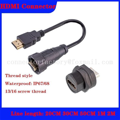 HDMI Industrial Connector With 2M Power Cord High Definition Data 2K 4K 13 16 Threaded