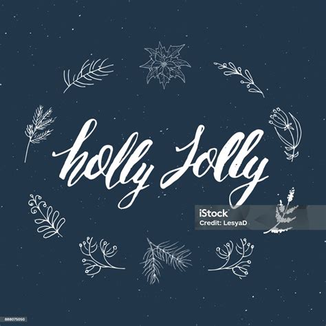 메리 크리스마스 붓글씨 레터링 홀리 졸리입니다 인쇄 상의 인사 디자인입니다 휴일 인사말에 대 한 서 예 글자입니다 손으로 그린