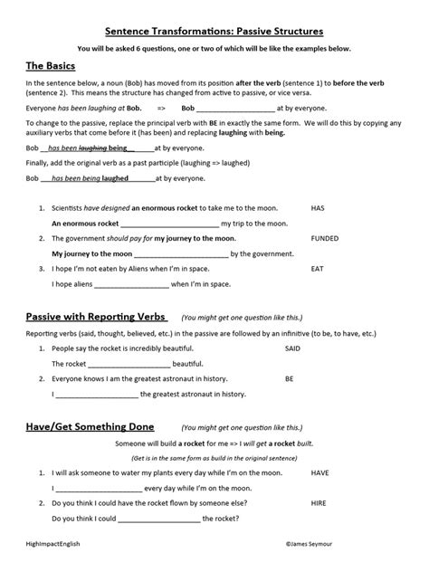 fce sentence transformations with the passive pdf verb linguistic morphology