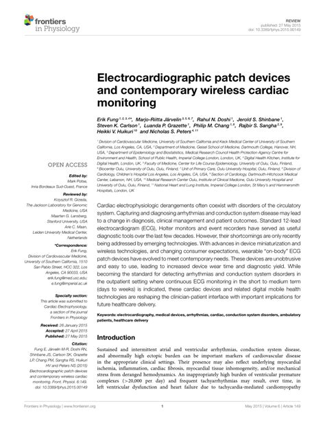 Pdf Electrocardiographic Patch Devices And Contemporary Wireless