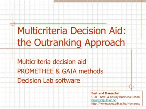 Ppt Multicriteria Decision Aid The Outranking Approach Powerpoint