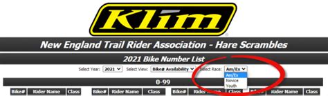 Hare Scrambles Pre Entry New England Trail Rider Association