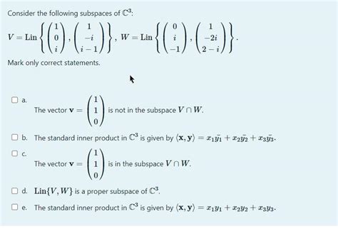 solved consider the following subspaces of С3 lin w