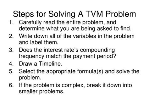 PPT Steps For Solving A TVM Problem PowerPoint Presentation Free