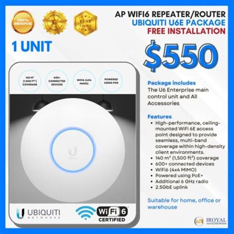 Ubiquiti U6 Enterprise Ap Wifi6 Repea﻿ter Router Ceiling Access Point