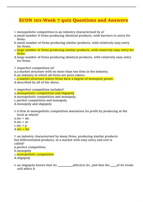 Econ 101 Week 7 Quiz Questions And Answers Econ 101 Stuvia Us