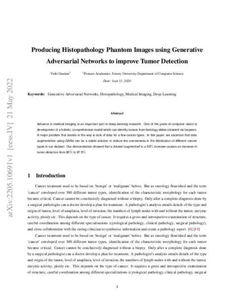 Pdf Producing Histopathology Phantom Images Using Generative Adversarial Networks To Improve
