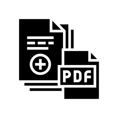 Documentation Scan Adding In Pdf File Glyph Icon Vector Illustration