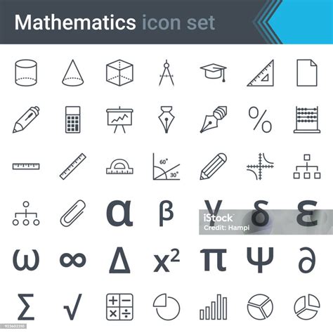 수학 라인 아이콘 세트주 판 눈금자 계산기 차트 Pi 삼각형 정현파 0명에 대한 스톡 벡터 아트 및 기타 이미지 0명 각도 개념 Istock