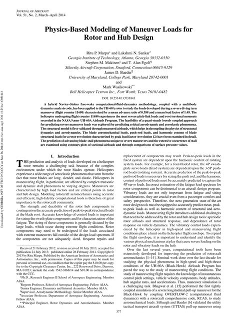 pdf physics based modeling of maneuver loads for rotor and hub design