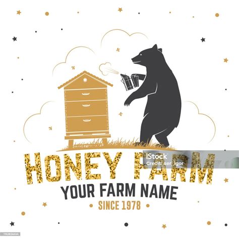 꿀벌 농장 배지 벡터 셔츠 인쇄 우표 또는 티에 대 한 개념입니다 하이브와 곰 양 키퍼 실루엣 빈티지 타이포 그래피 디자인 꿀 꿀벌 농장 비즈니스를 위한 복고풍 디자인 0