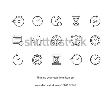 Time Clock Vector Linear Icons Set Stock Vector Royalty Free Shutterstock
