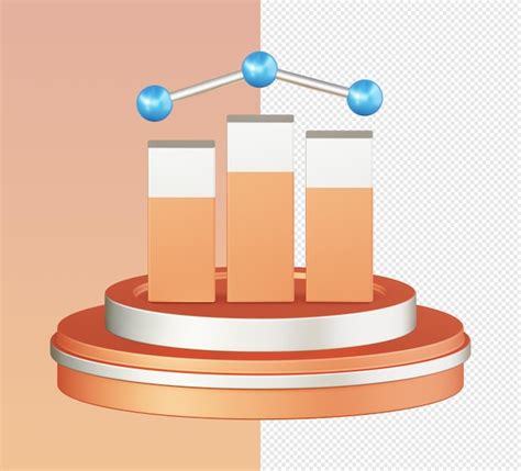 premium psd 3d isometric of orange bar chart graph icon for ui ux web