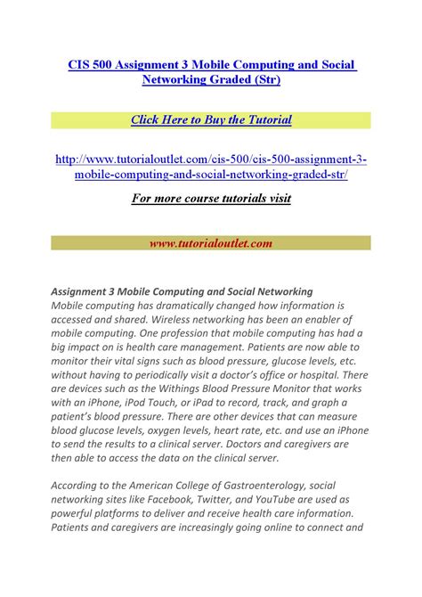 Cis 500 Assignment 3 Mobile Computing And Social Networking Graded By