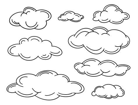 Set Of Outline Clouds In Line Art Style Simple Vector Illustration 9799909 Vector Art At Vecteezy