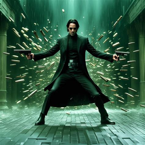 Keanu Reeves As Neo Dodges Bullets In The Matrix Ai Generated