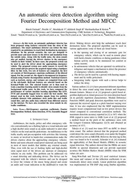 An Automatic Siren Detection Algorithm Using Fourier Decomposition