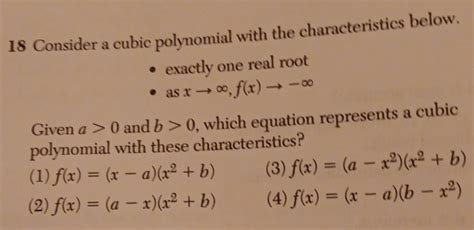 Solved 18 Consider A Cubic Polynomial With The Characteristics Below Exactly One Real Root