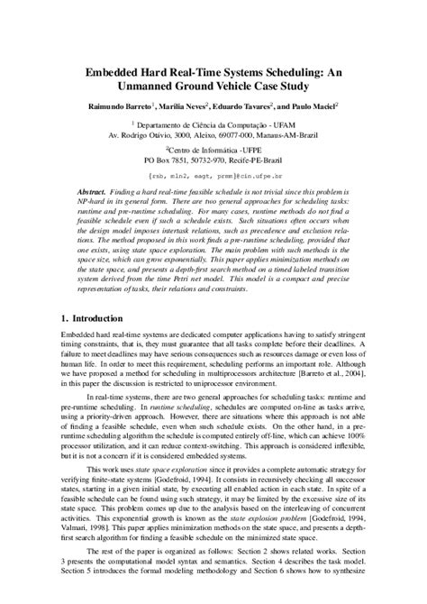 Pdf Embedded Hard Real Time Systems Scheduling An Unmanned Ground