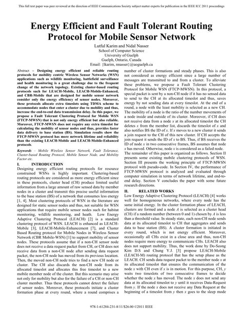 pdf energy efficient and fault tolerant routing protocol for mobile