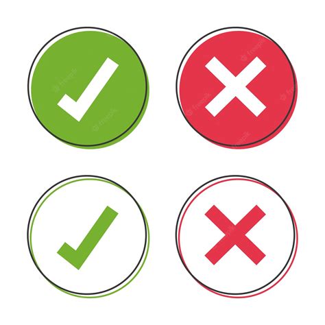 Premium Vector Modern Abstract Check Mark And Cross Set