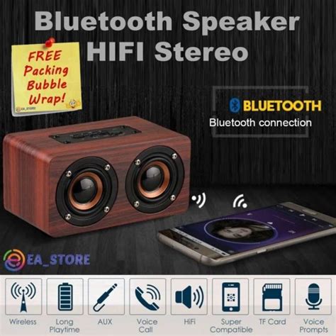 Promo Speaker Bluetooth Portable Hifi Stereo Wooden Retro Dual Loudspeakers Diskon 23 Di Seller