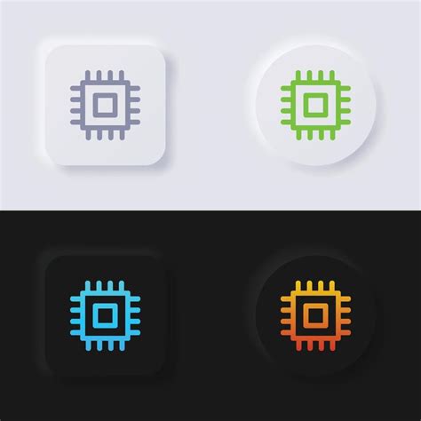 CPU Symbol Button Icon Set Multicolor Neumorphism Button Soft UI Design For Web Design