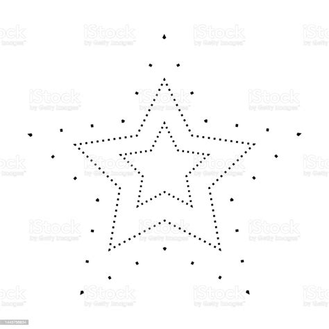 유치원 유치원 및 몬테소리 어린이 사전 작성 그리기 및 절단 연습 활동을위한 별 모양의 파선 요소 추적 문자에 대한 스톡 벡터 아트 및 기타 이미지 Istock