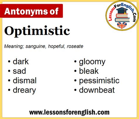 Antonyms Of Optimistic Opposite Of Optimistic In English Lessons For English