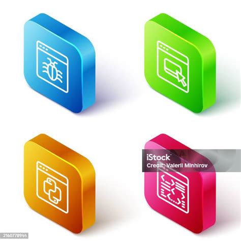 아이소 메트릭 라인 시스템 버그 브라우저 파일 Python 프로그래밍 언어 및 소프트웨어 아이콘을 설정합니다 벡터 비단뱀에 대한