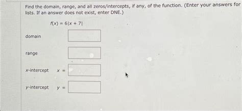Find The Domain Range And All Zerosintercepts If