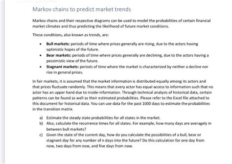 Markov Chains To Predict Market Trends Markov Chains