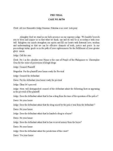 Group 5 Pre Trial Script Pdf Witness Judge