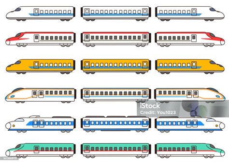 다양한 신칸센의 심플하고 귀여운 일러스트 세트 급행 열차에 대한 스톡 벡터 아트 및 기타 이미지 급행 열차 기차 모던 양식 Istock