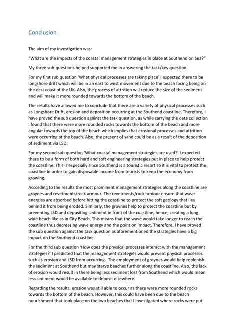 A Level Geography Nea Geography A Level Alevels Edexcel Thinkswap