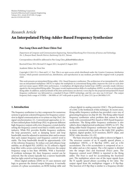 Pdf An Interpolated Flying Adder Based Frequency Synthesizer