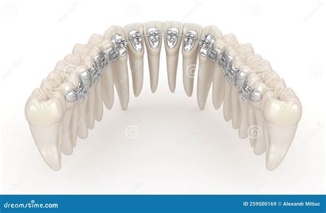 Lingual Braces System 3d Illustration Concept Of Silver Braces