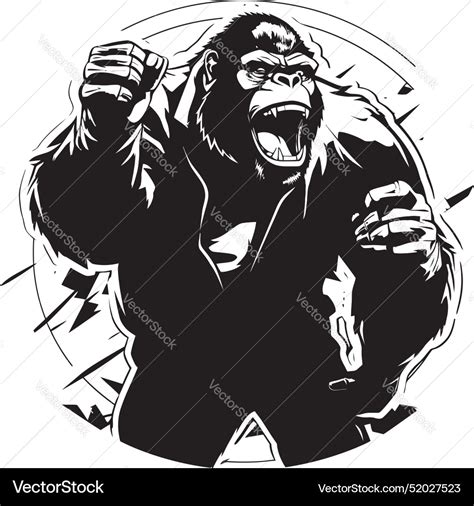 Rhythm Roar Gorilla Mic Icon Sonic Simian Badge Vector Image