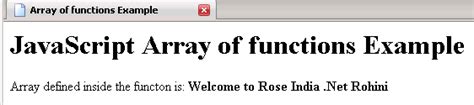 JavaScript Array Of Functions
