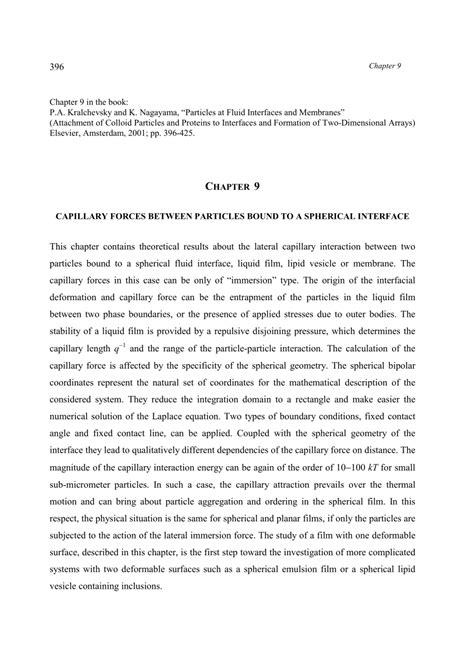 Pdf Capillary Forces Between Particles Bound To A Spherical Interface