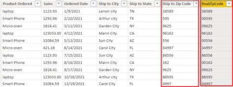 Power BI Zip Code Starting With 0