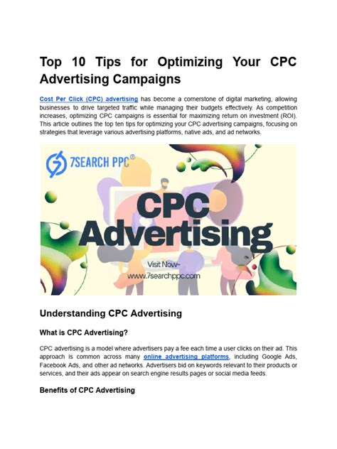 Top 10 Tips For Optimizing Your Cpc Advertising Campaigns Pdf Search Engine Optimization