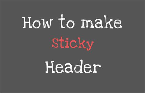 How To Create Sticky Header Bar For A Website NST Web Creation