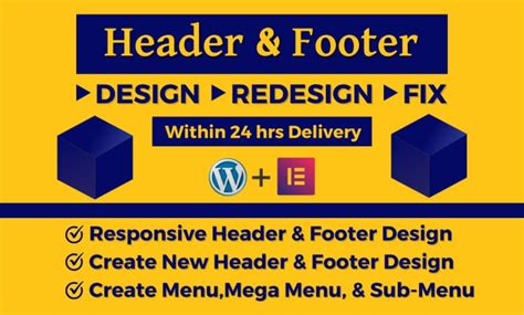 design or fix wordpress website header footer mega menu within 24