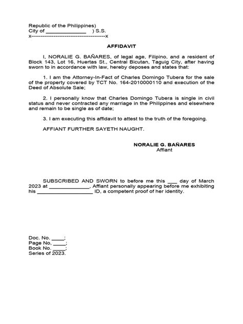 Affidavit Single Status Pdf