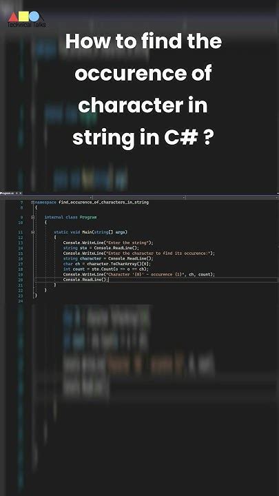 How To Find The Occurrence Of A Character In A String In C Technicaltalks Youtube
