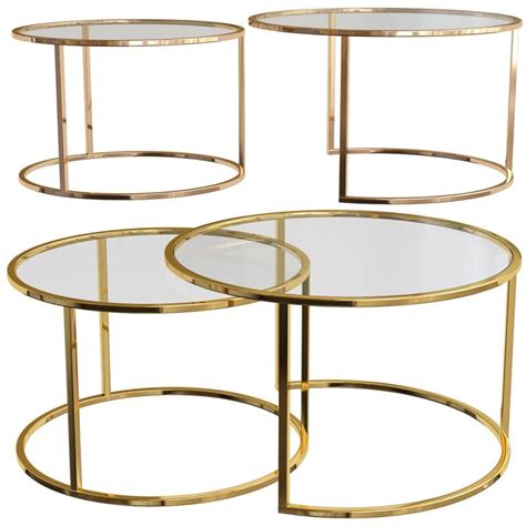 Designer Nested Glass And Gold Coffee Table Set 342510 3d Model