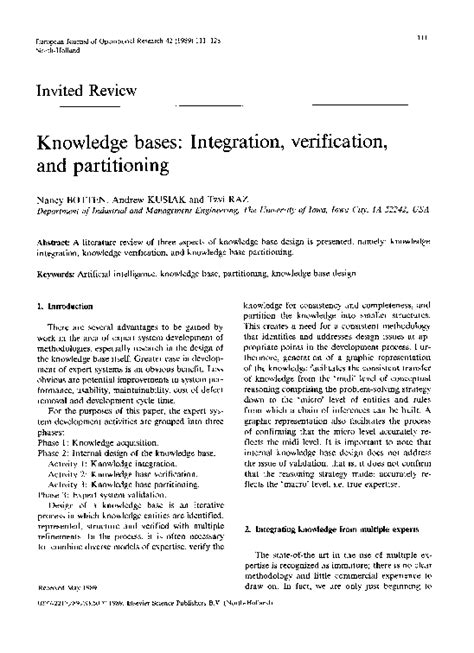 pdf knowledge bases integration verification and partitioning