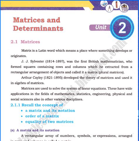 adamjee coaching matrices and determinants unit 2 maths class 11th