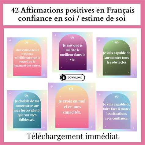 42 Cartes Daffirmations Positives Confiance En Soi Estime De Soi Développement Personnel In